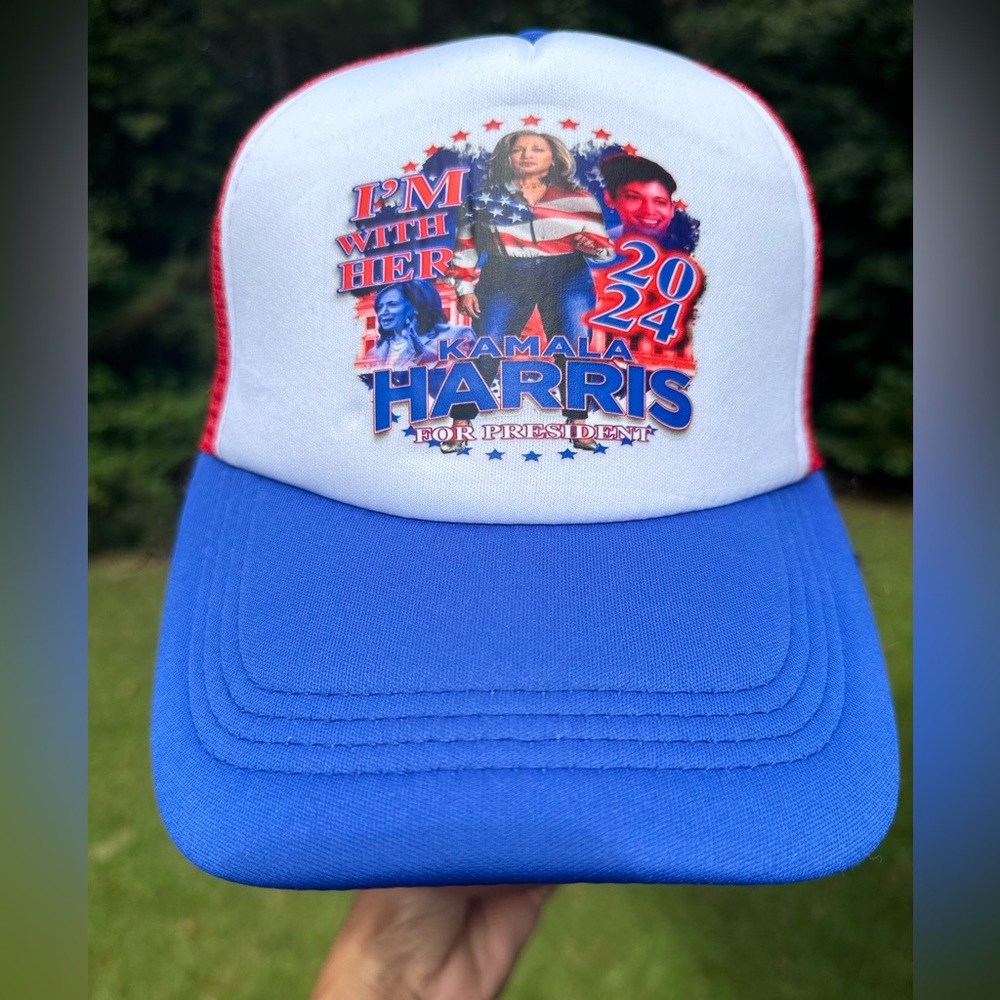 Kamala Harris I’m With Her Red White Blue Trucker Hat - Gem